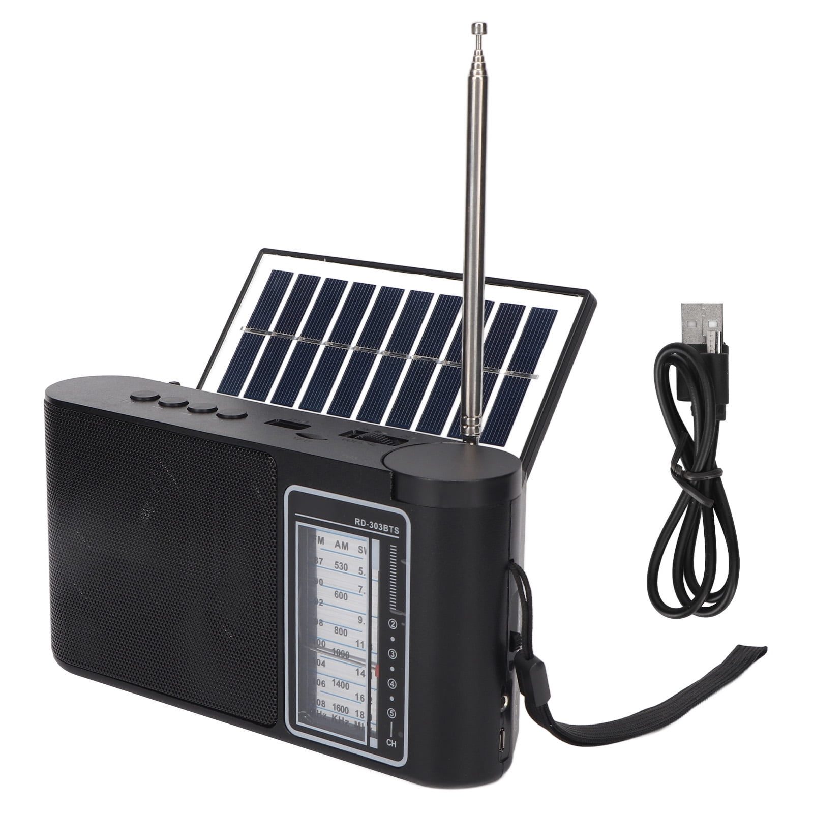 Radio portátil a batería FM AM SW Radio multibanda solar recargable con ...