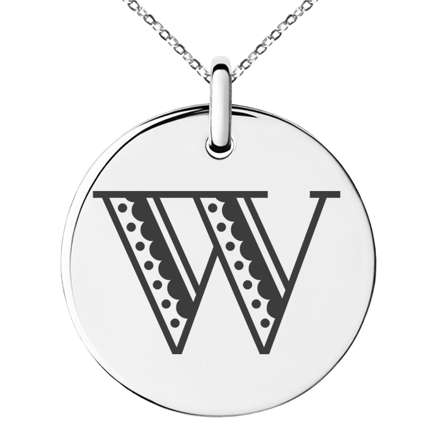 Stainless Steel Letter W Initial Metro Retro Monogram Engraved Small ...