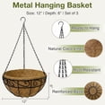 12-inch hanging basket, set of 3 metal wire hanging flower pots, with ...