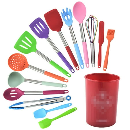 Lepai 15 Pieces Silicone Kitchen Utensil Set, Silicone Cooking Utensils ...