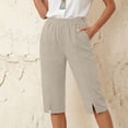 SROBPTY Womens Pants Solid Straight-Leg Side Slit with Pockets Linen ...