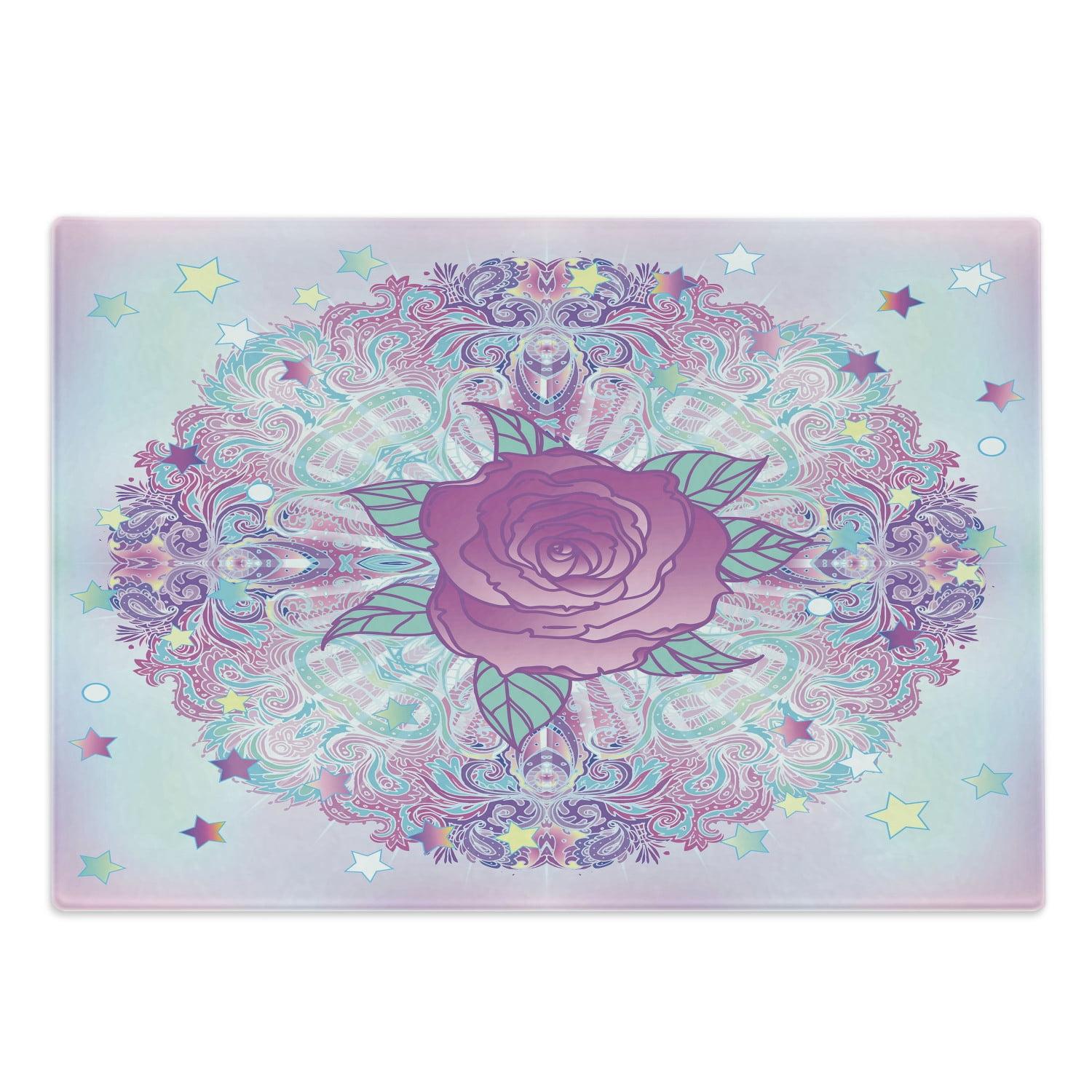 Indie Cutting Board, Psychedelic Mandala Inspired Round Rose 80s 90s ...