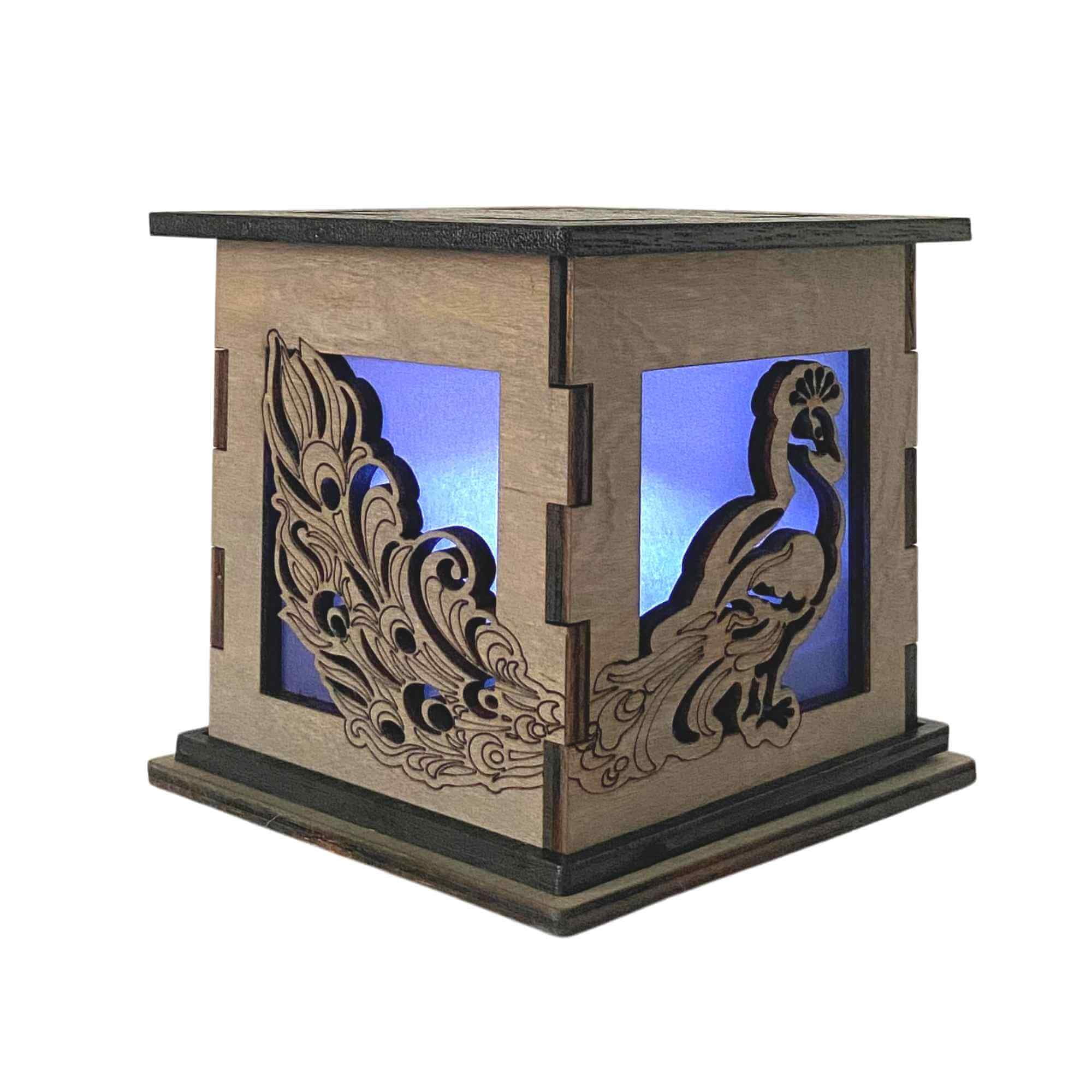 Peacock Light Up Box | 5in Cubed Shelf Home Decor - Walmart.com
