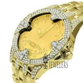 Mens Yellow Gold Finish Simulated Diamonds Solid Stainless Steel Back ...