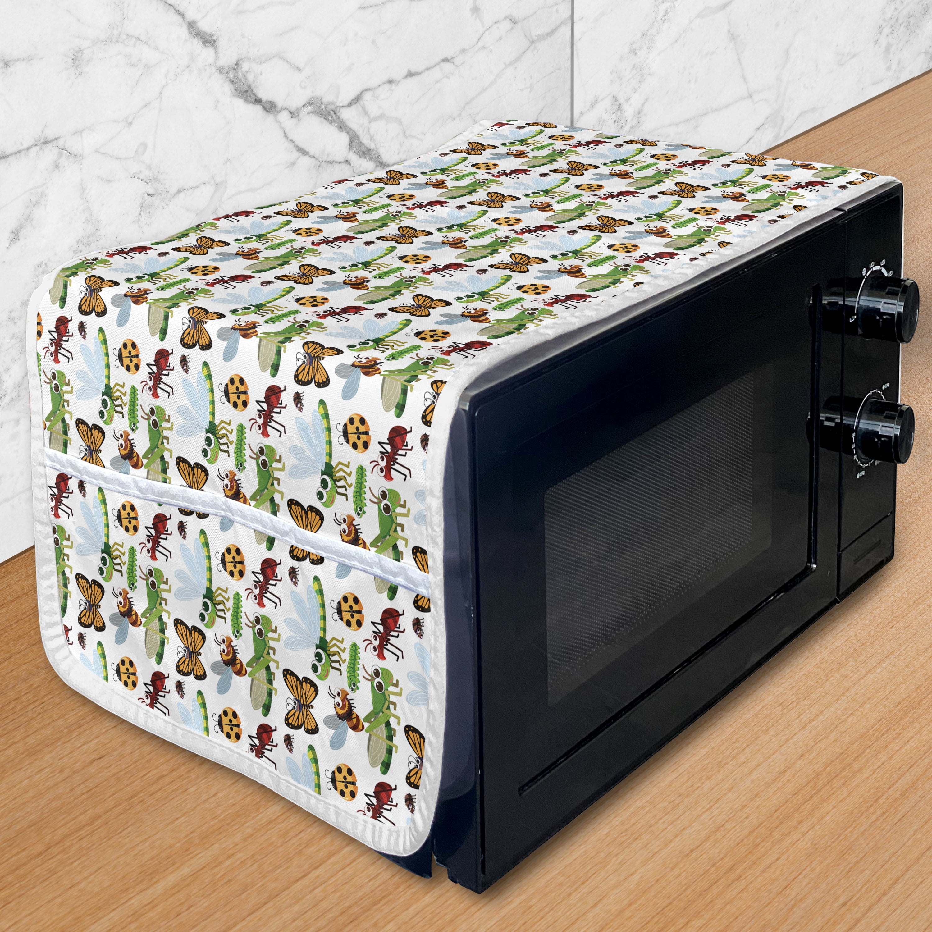 Cartoon Microwave Oven Cover, Funny Insects Cheerful Cartoon Characters ...