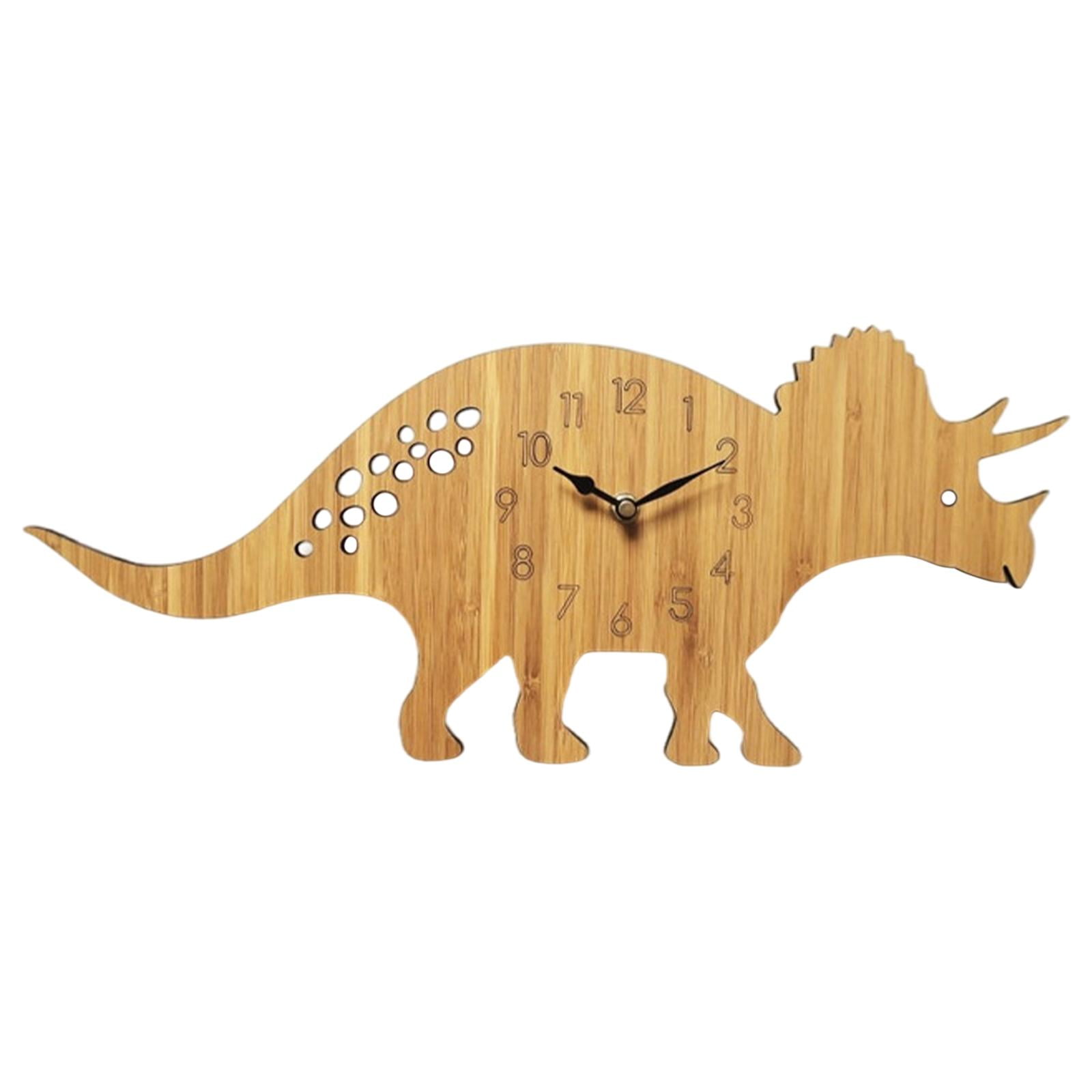 Wooden Dinosaur Wall Clock Desktop Living Room kids children room Watch ...