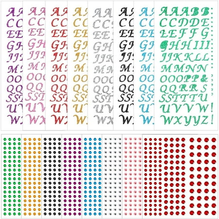 HTAIGUO 16 Sheets Glitter Alphabet Letter Sticker Decoration Glitter ...