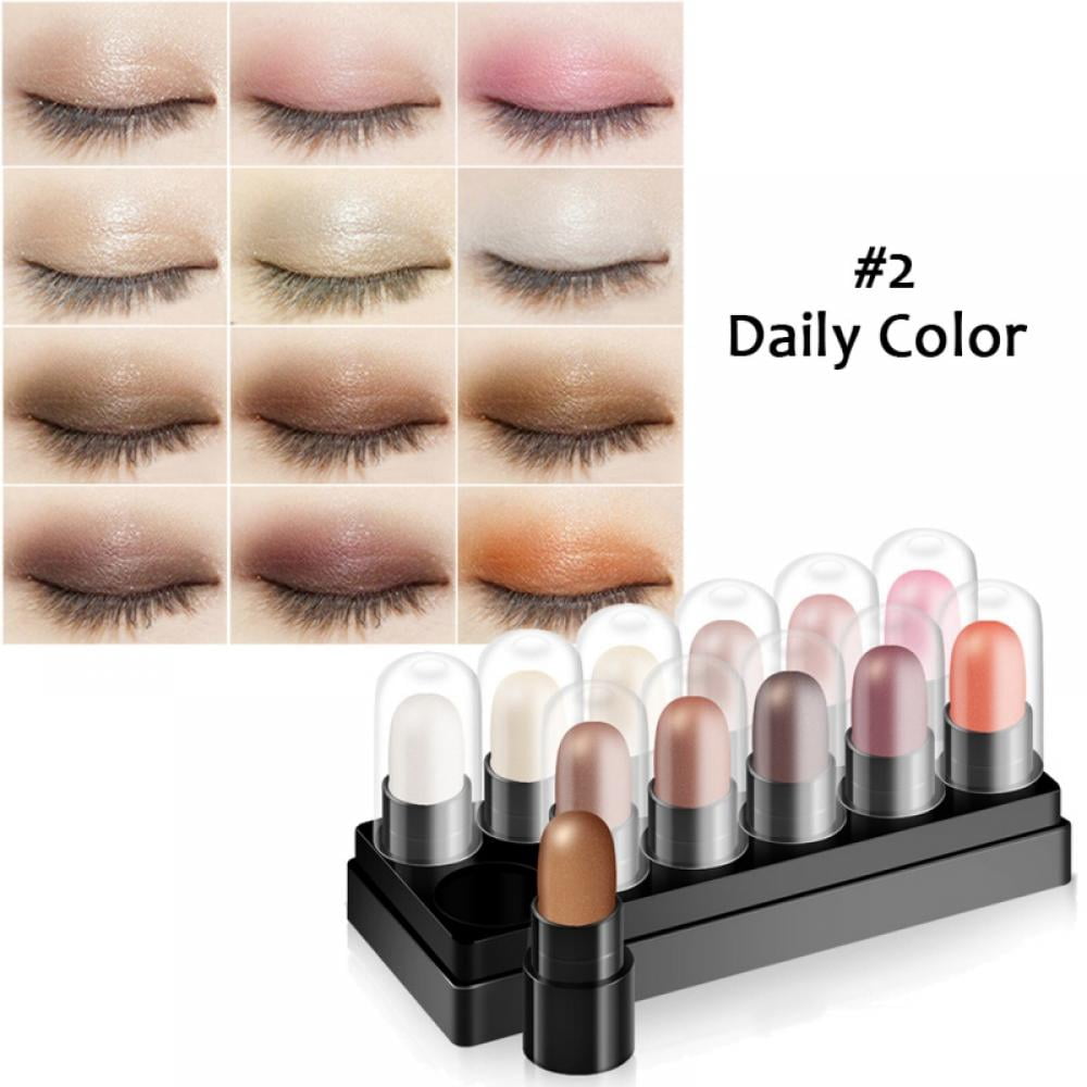 12 Colors Glitter Gradient Eyeshadow Stick Pen Makeup Set, Waterproof ...
