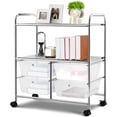 4-Drawer Rolling Storage Cart with 2 Shelves, Mobile Utility Cart with ...