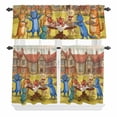Cartoon Cats Tea Party Curtain Tier and Valance Set 3 Piece,Garden ...