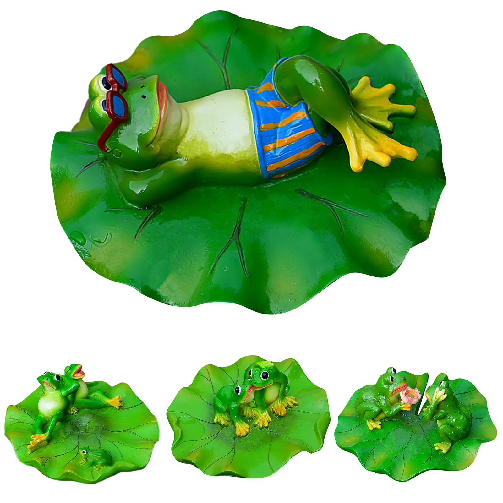 Dream Lifestyle Garden Pond Decor, Floating Frog on Lotus with Flower ...