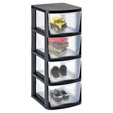 Juggernaut Storage Plastic Storage Tower with 4 Cubby Shelves, Black ...