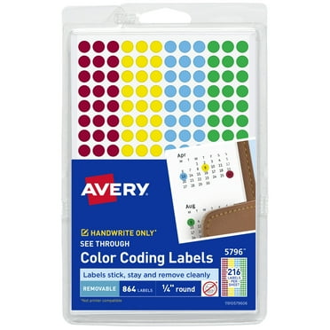 Avery Permanent Self-Adhesive Round Color-Coding Labels, 1/4" dia, Red ...