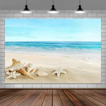 Ocean-Themed Tropical Island Photo Backdrop, Coconut Trees, Sea, Beach ...
