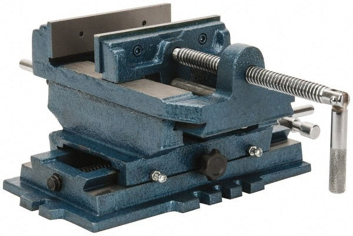 Horizontal Drill Press Vise w/ Cross Slide Base, Cast Iron, Jaw: 6" W x ...