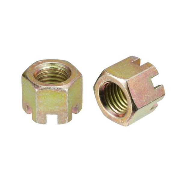 2uds M16x2mm Hexagonal Ranurada Tuerca, Grado 8 Carbono Acero Hexagonal Castillo Tuercas, Color ...