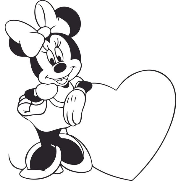 Minnie Mouse with Heart Cartoon Characters Decors Wall Sticker Art ...