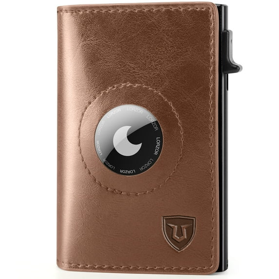 LORZOR Minimalist Leather Wallet with Compatible AirTag Slot Tracker ...