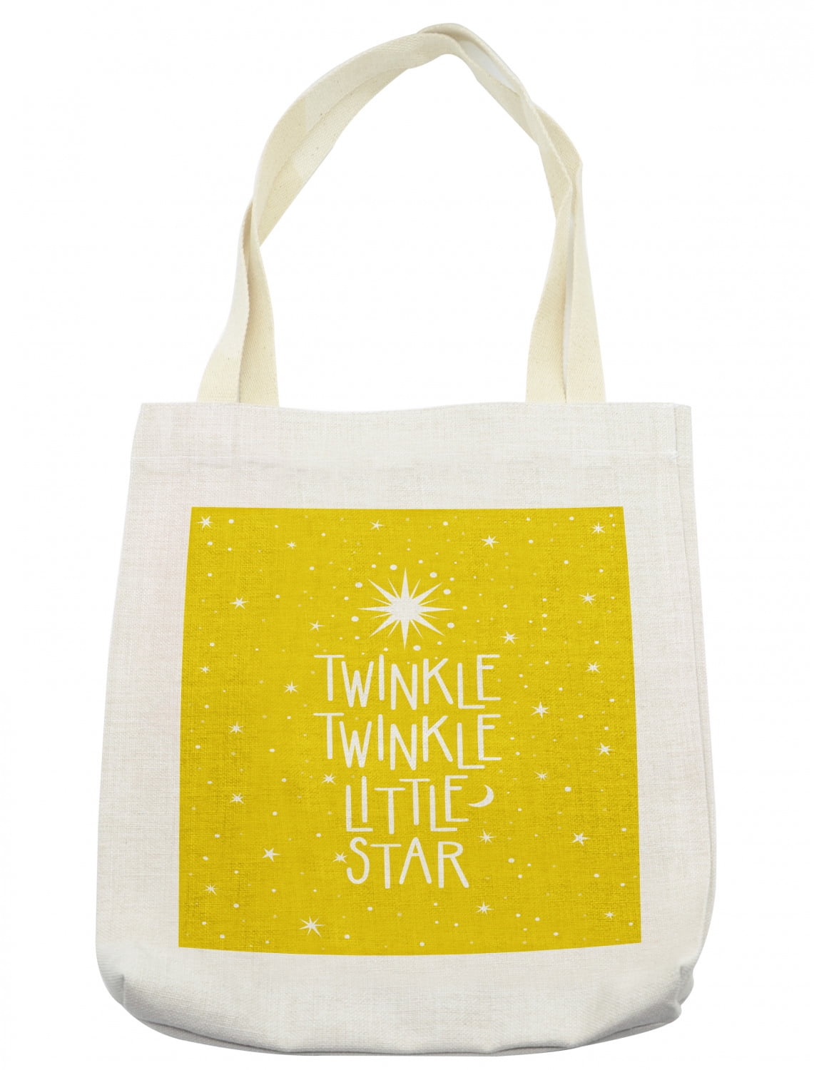 Saying Tote Bag, Doodled Bursting Pointy Stars Crescent Moon Twinkle ...