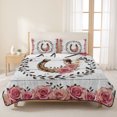 78x90in Quilt Bedding Set, Spring Pink Rose Flower Leaf Lightweight ...