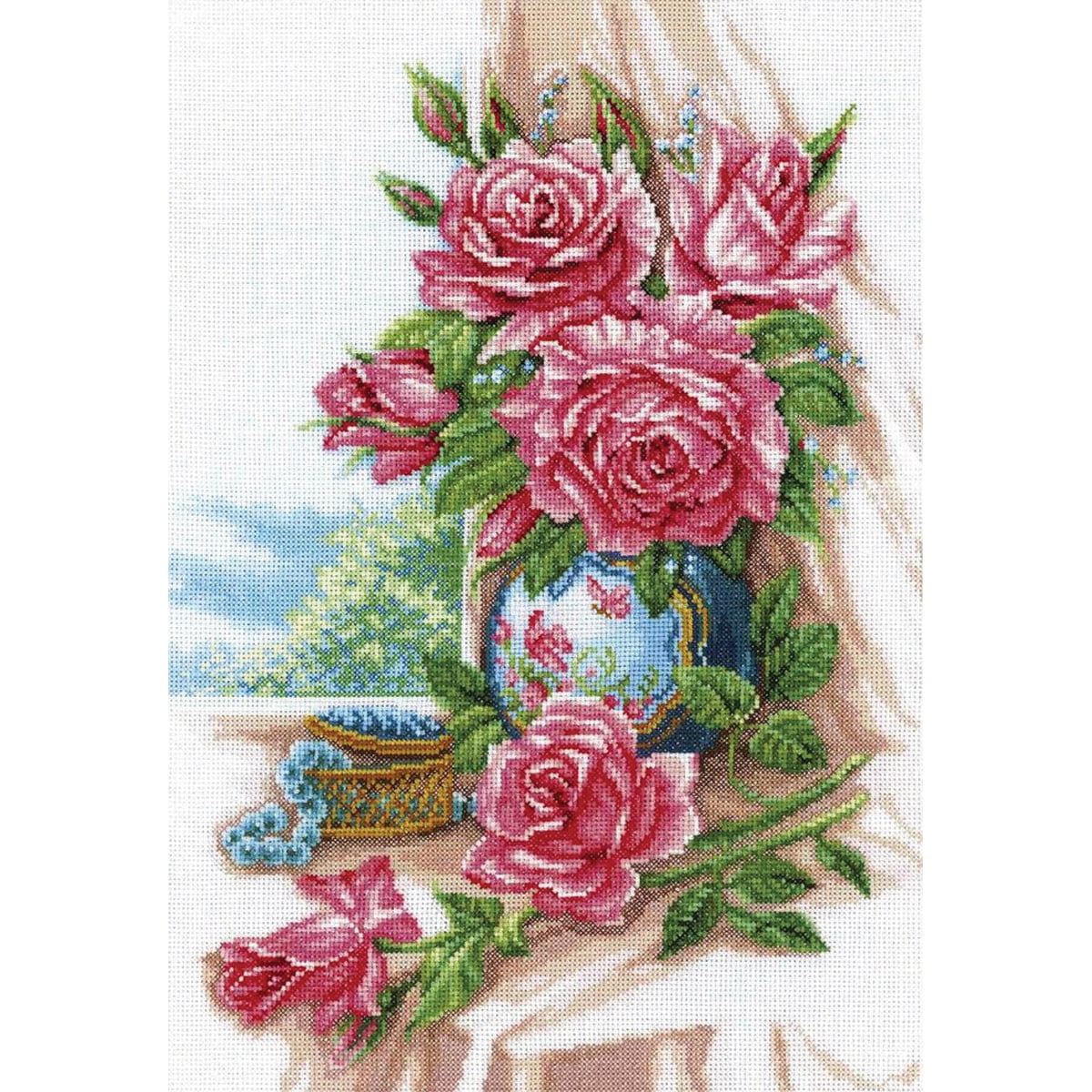 Rose Bouquet Counted Cross Stitch Kit-11.75"X16.5" 14 Count - Walmart ...