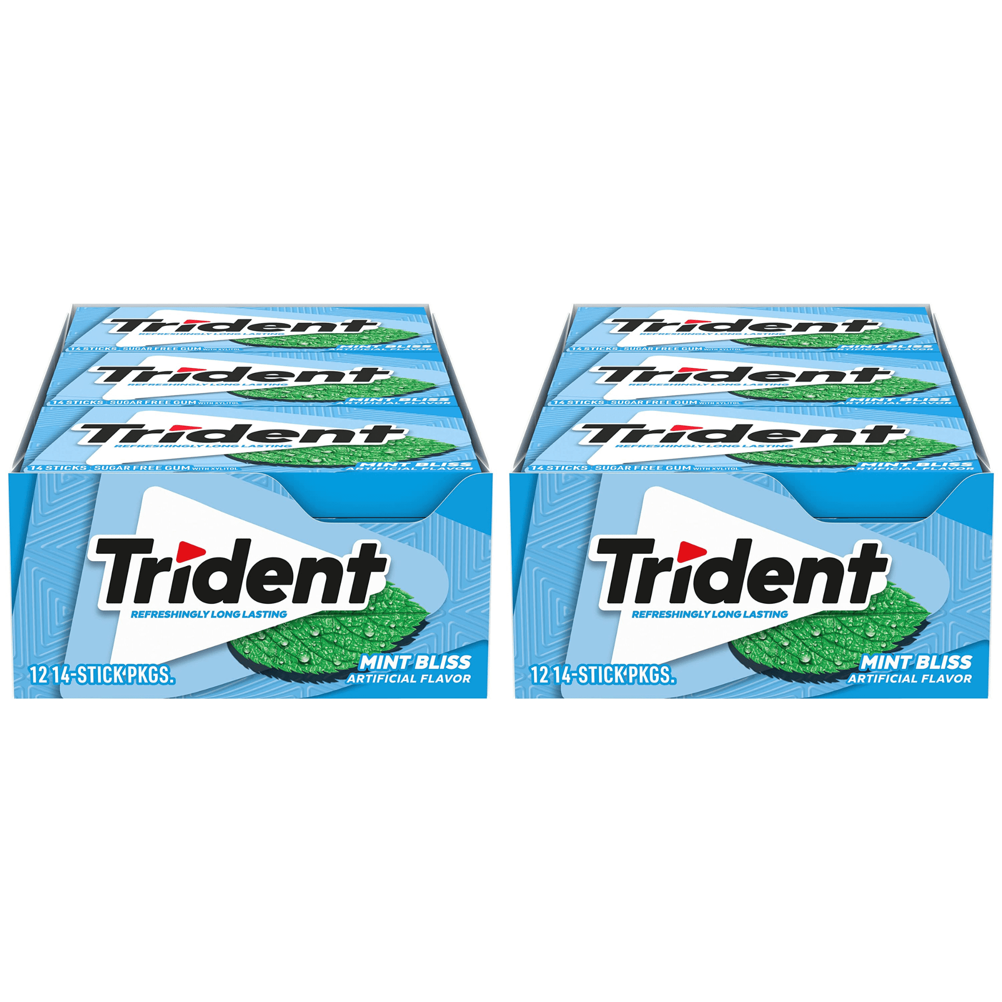 Trident Mint Bliss Sugar Free Gum, 24 Packs of 28 Pieces (336 Total ...