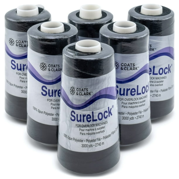 Coats & Clark™ Surelock Polyester Serging Thread, Black, 3000 Yards 40 ...