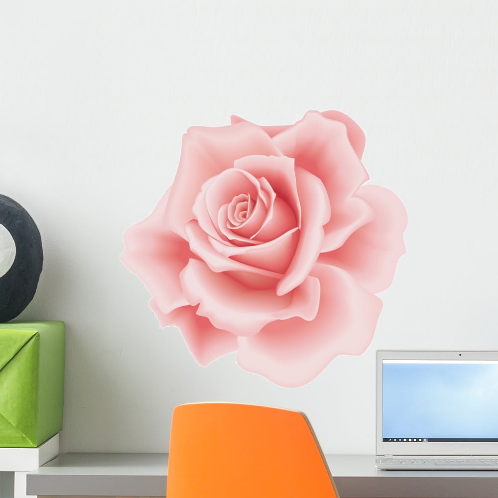 Pink Rose Wall Mural by Wallmonkeys Peel and Stick Graphic (18 in H x ...