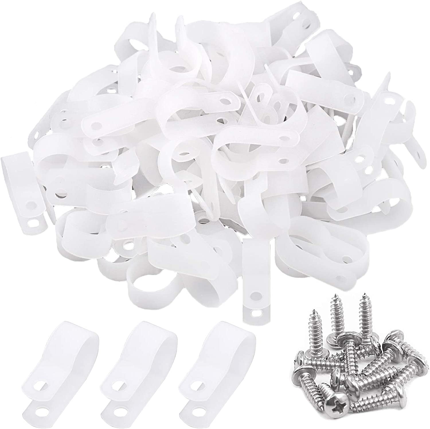 120 Pieces 5/8 inch White Nylon Cable Clamps with Stainless Steel ...