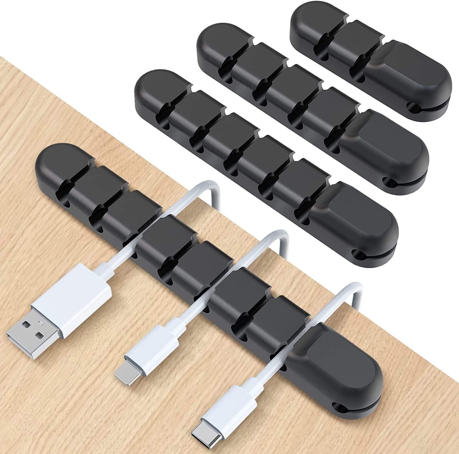 4 Packs Cable Clips, Cable Management Cord Holder for Desk, Self ...