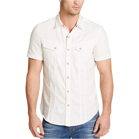 William Rast Mens Let's Take A Ride Button Up Shirt, White, X-Large ...