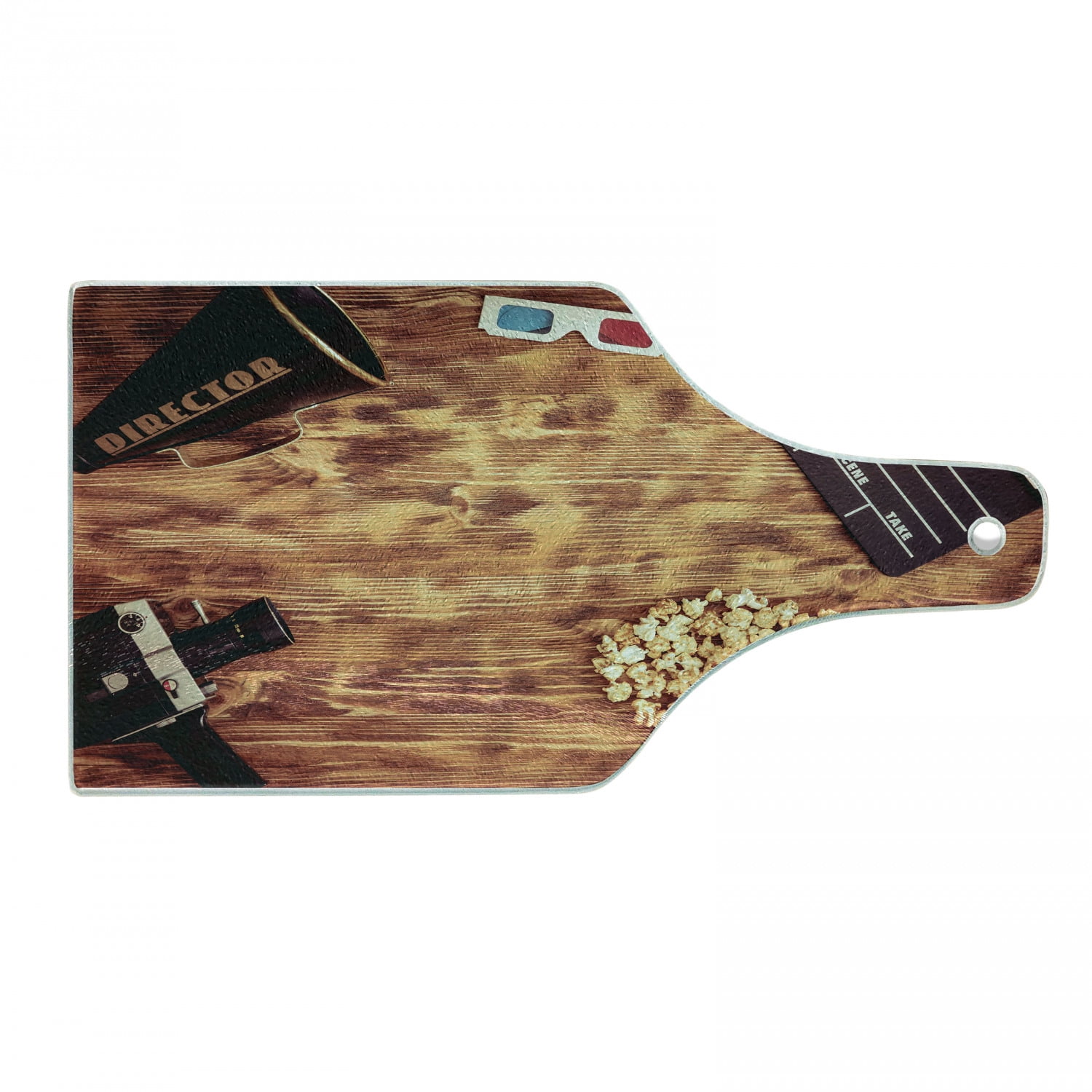 Movie Theater Cutting Board, Retro Cinema Objects on a Wooden Table Top ...