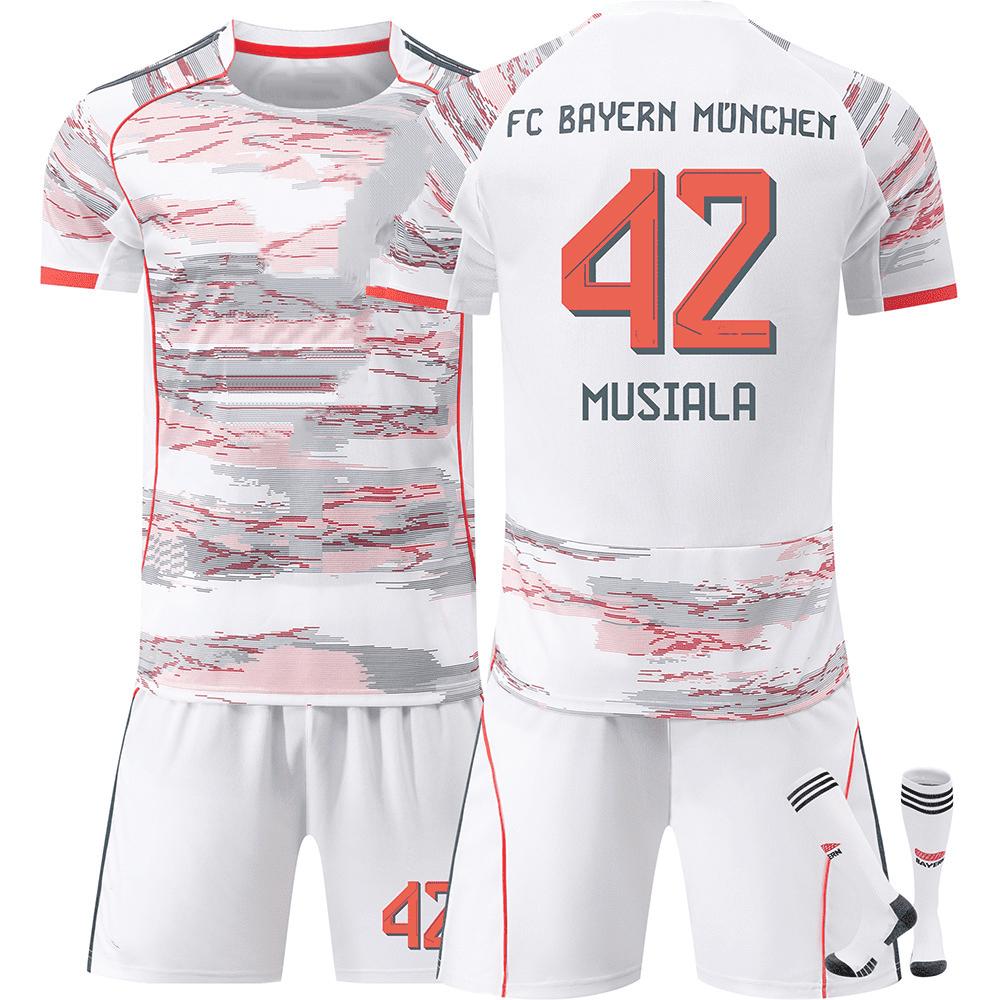 2526 Bayern Munich away football home and away number 42 MUSIALA white ...