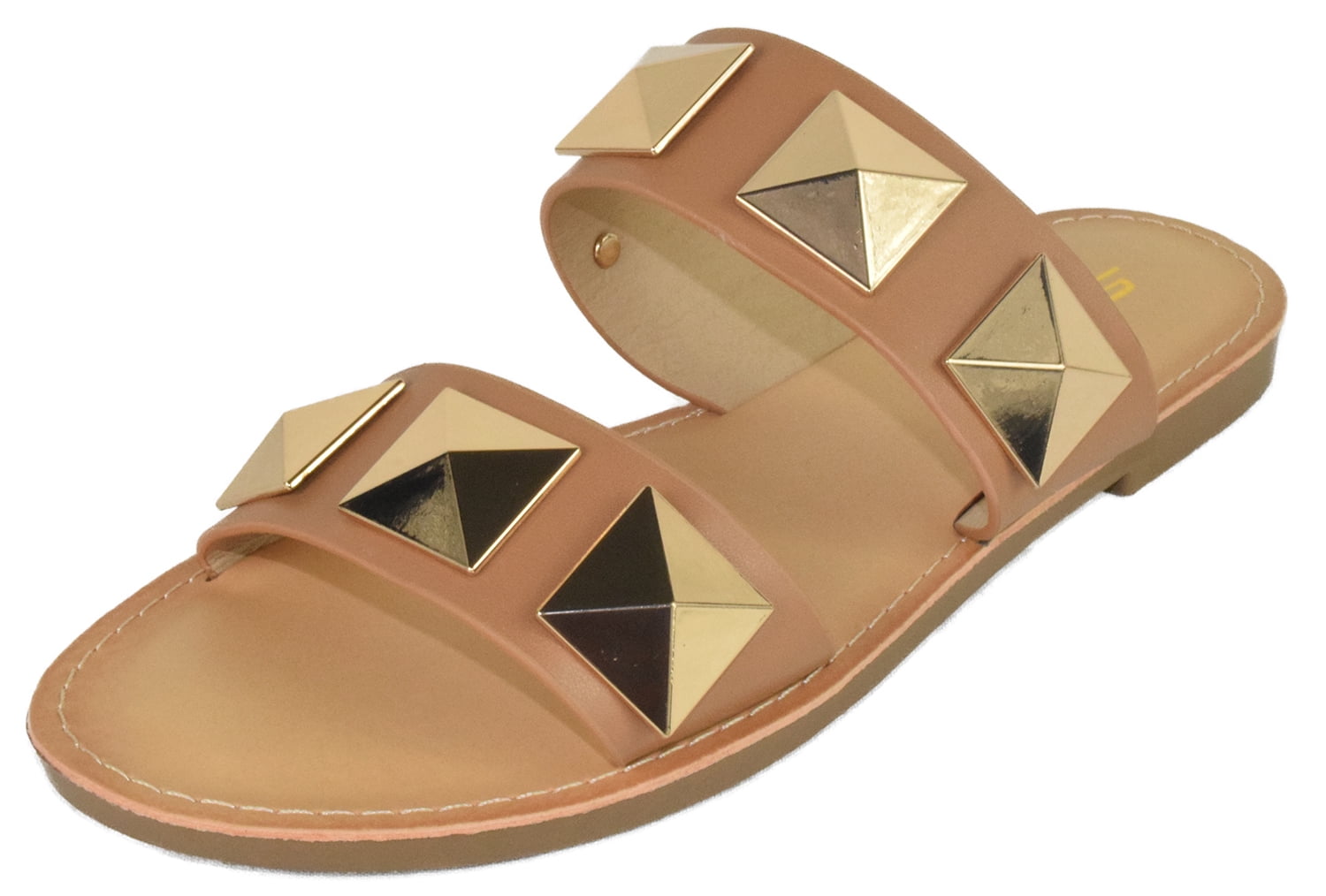 Soda Shoes Women's Sandals Double Strap Flip Flops Slides Large Gold ...