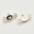 10pc Light Gold Plated Alloy Pendants with Enamel Spider Black 10 ...