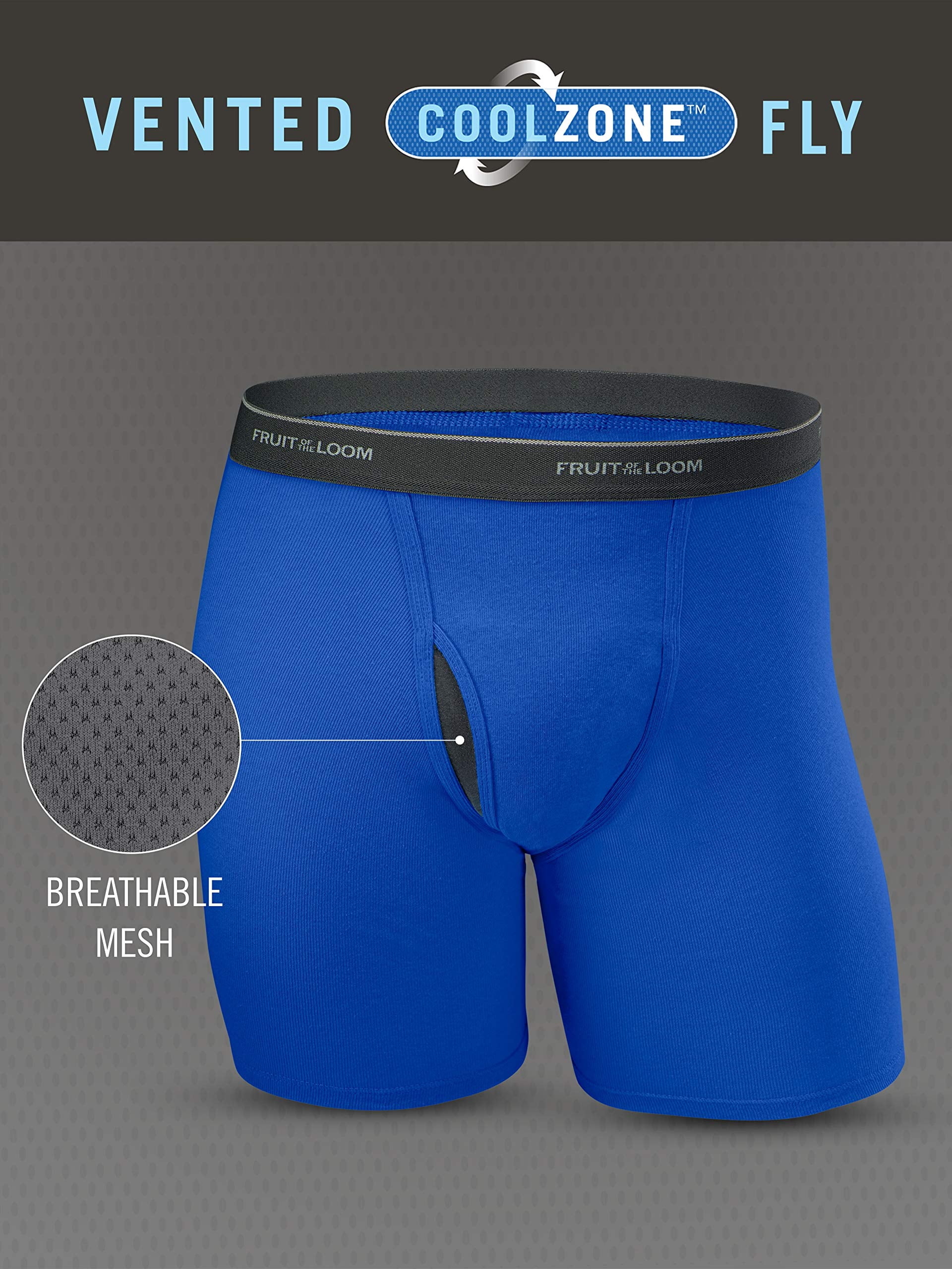 Fruit of the Loom Coolzone Mesh Fly Boxer Brief (5 Pack) (Men's ...