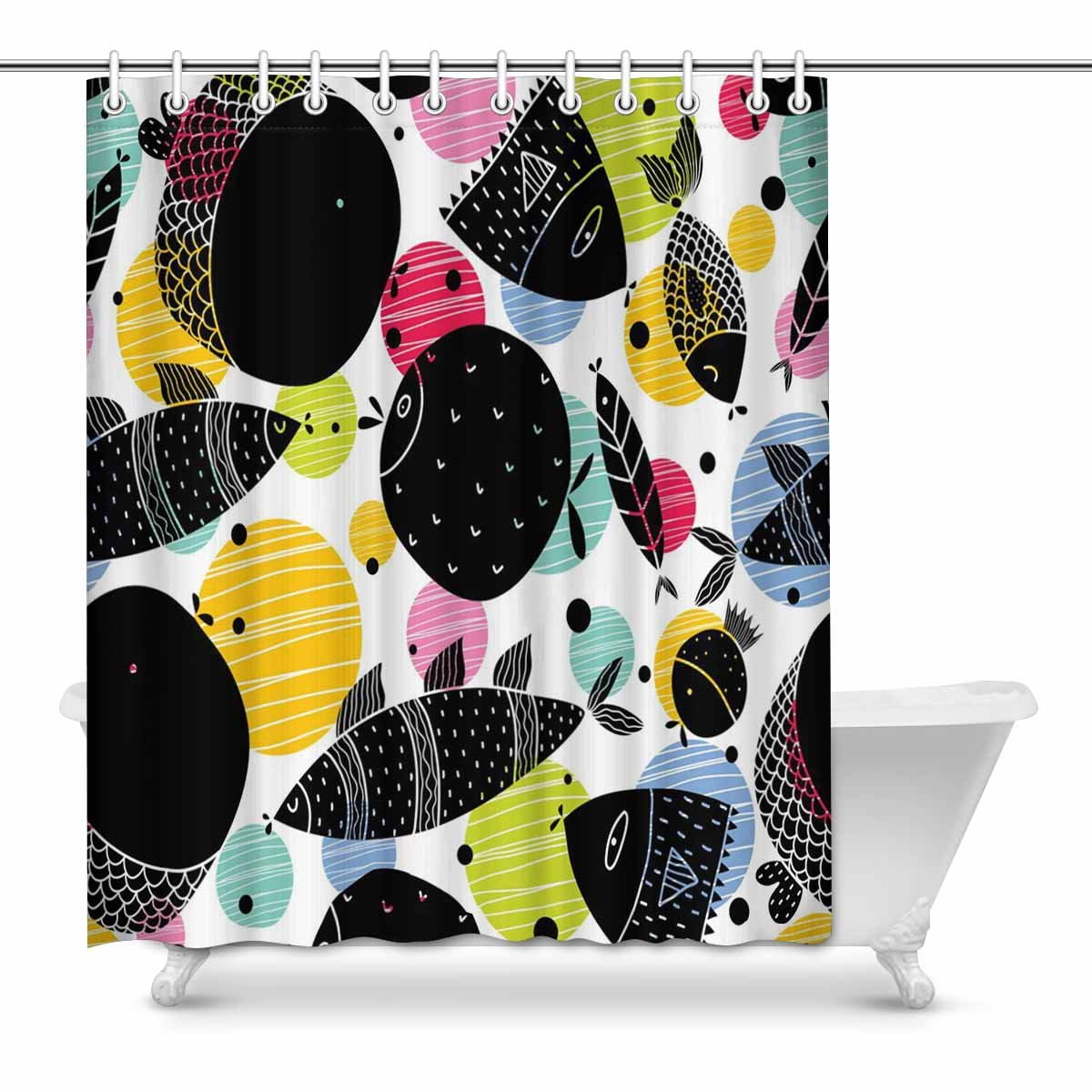 Click here for Yusdecor Colorful Fish Bathroom Shower Curtain 60x... prices