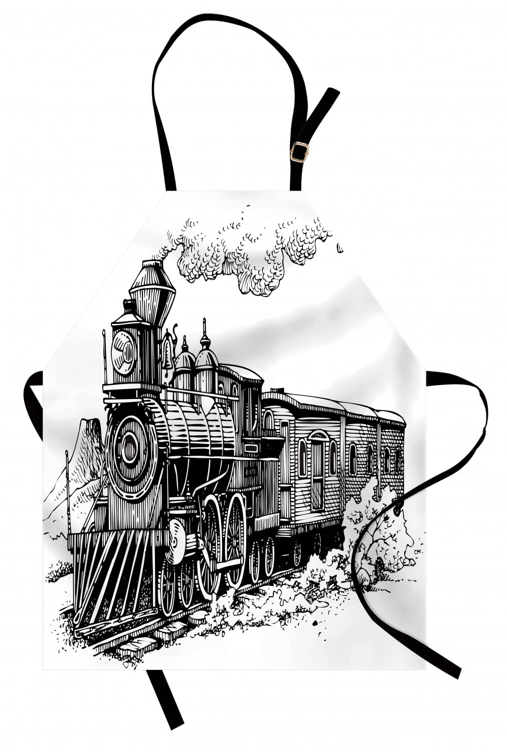 Steam Engine Apron Rustic Old Train in Country Locomotive Wooden Wagons ...