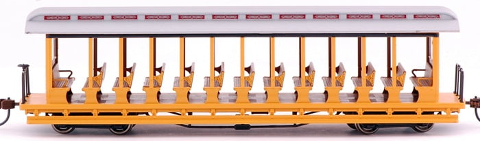 Bachmann HO Scale Train Passenger Open Sided Excursion Car Yellow ...
