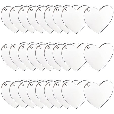 Acrylic Keychain Blanks, 60Pcs Heart Acrylic Blanks, 2 Inch Clear Heart ...