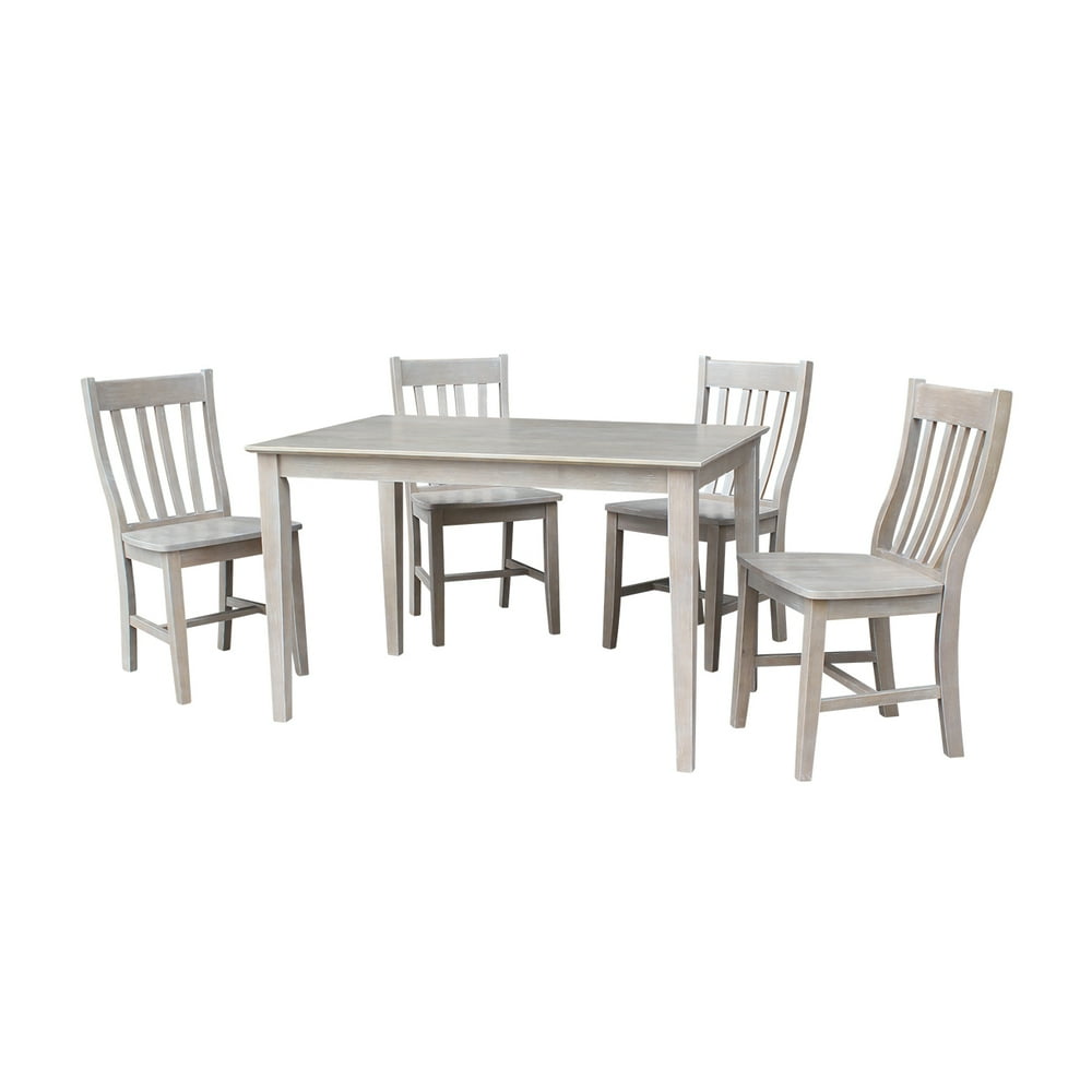 30" x 48" Wood Dining Table and 4 Cafe Chairs in Washed Gray Taupe ...