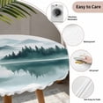 Abstract Green Mountain Round Fitted Tablecloth with Elastic Edge Fog ...
