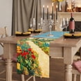 Country Farm Table Runner Pastoral Rustic House Floral Leaves Trees ...