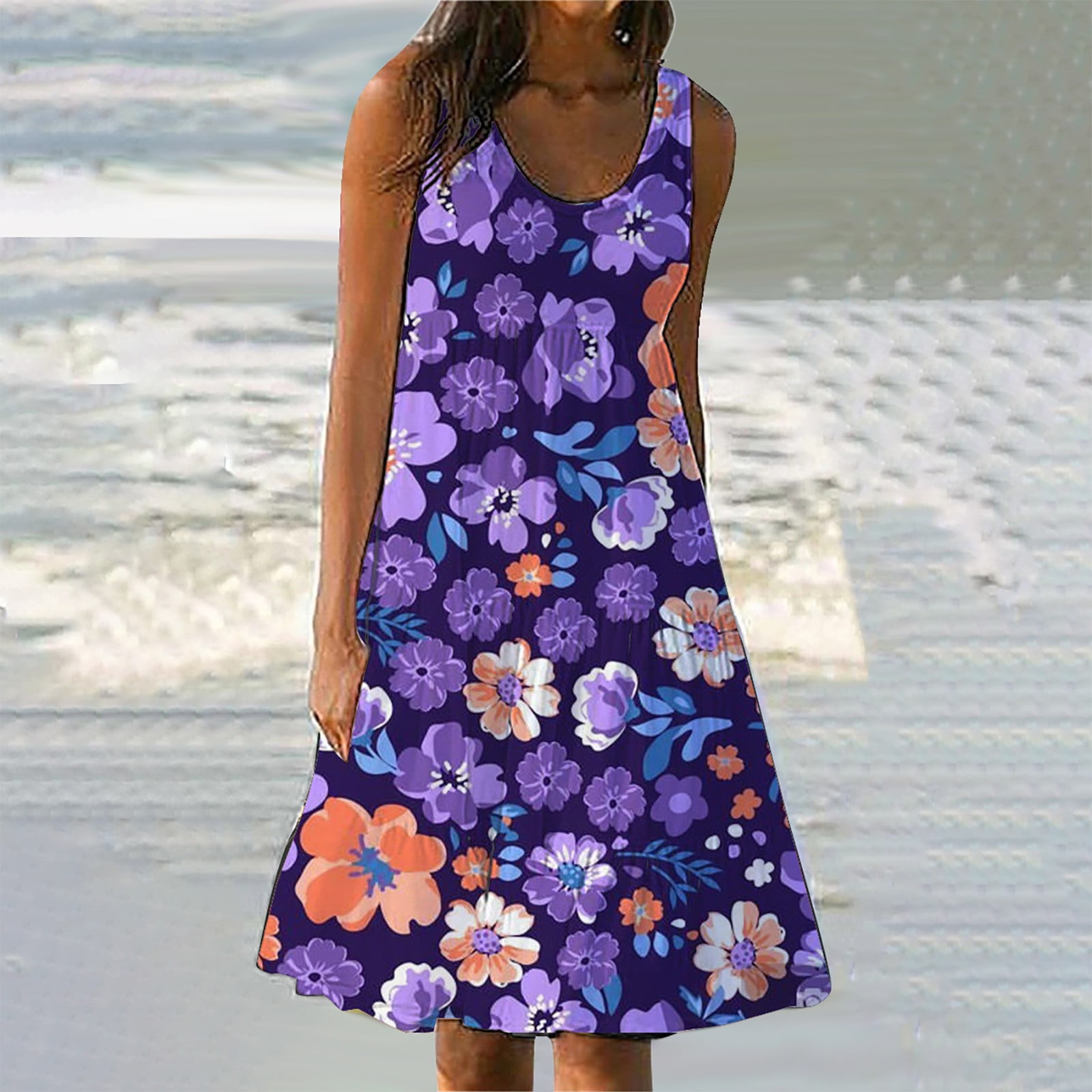 Purple Floral Summer Dress