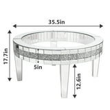 35.5'' Modern Round Coffee Table with Crystal Diamond Inlay & Glass Top ...