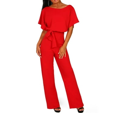 Women's Plus Size 1 Piece One Shoulder Jumpsuit with Straps - Walmart.com