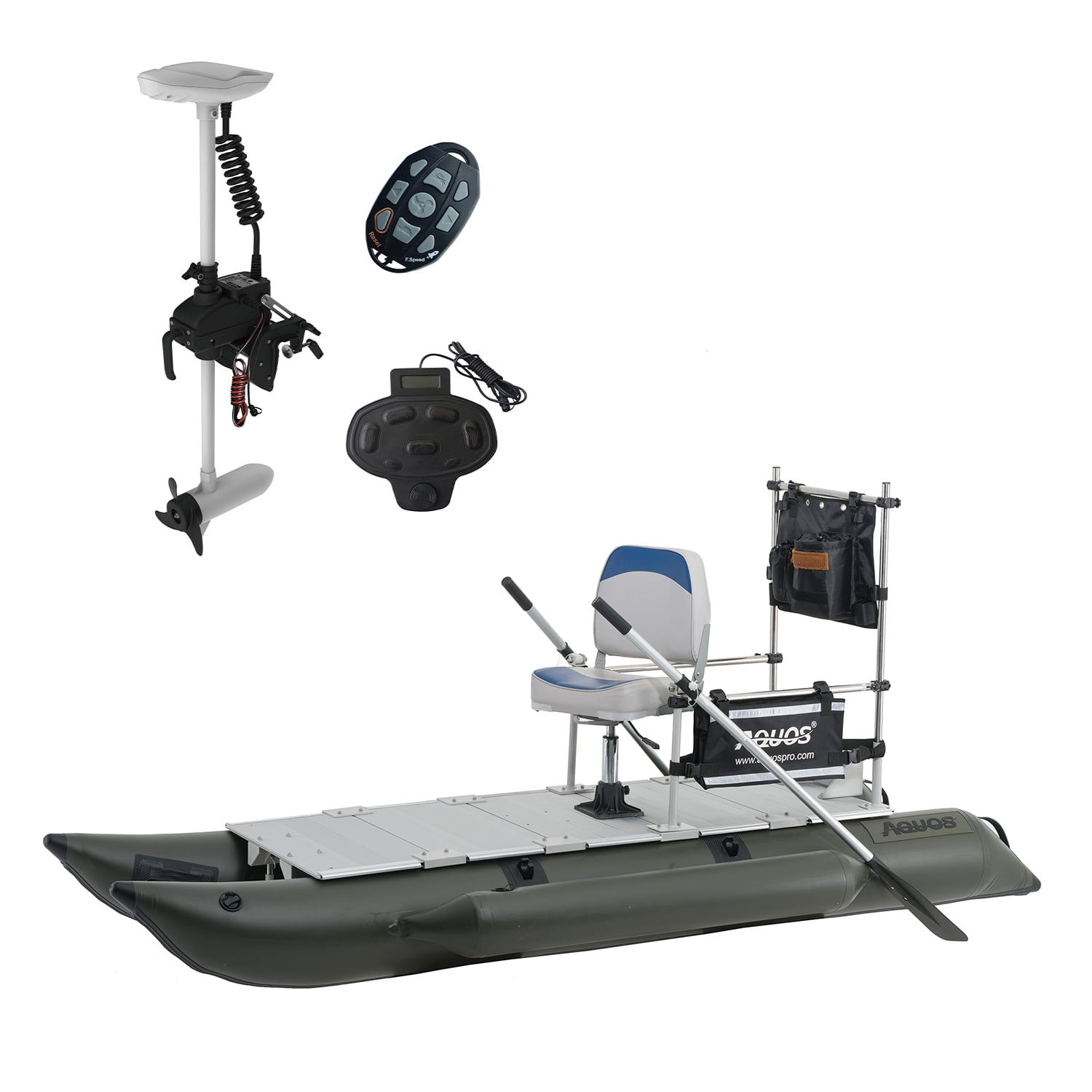 AQUOS 10.2ft Inflatable Pontoon Boat with Haswing White 12V 55LBS ...