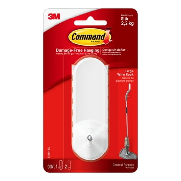 Command Wire Hook, White, Large, 1 Hook, 2 Strips/Pack - Walmart.com