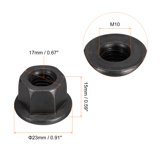 M10 Flange Hex Nuts, 2 Pack Grade 8.8 Carbon Steel Black Oxide Finished ...