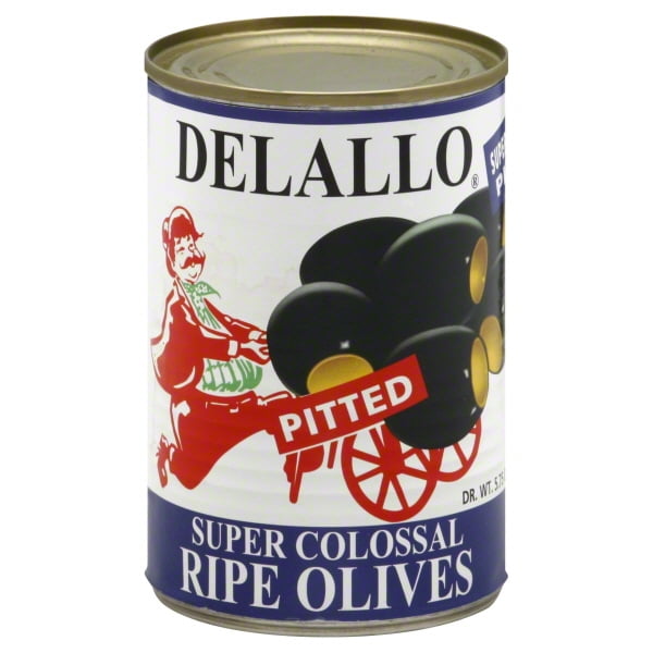 072368104485 UPC Delallo Ripe Olives Pitted, Super Colossal